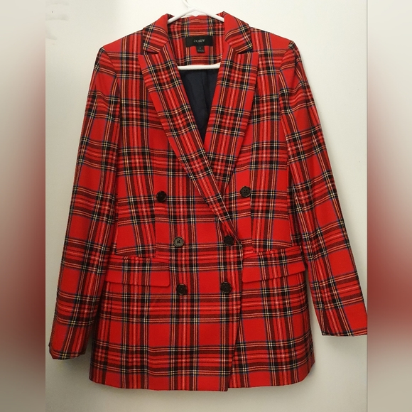 J. Crew | Jackets & Coats | J Crew Red Plaid Blazer | Poshmark